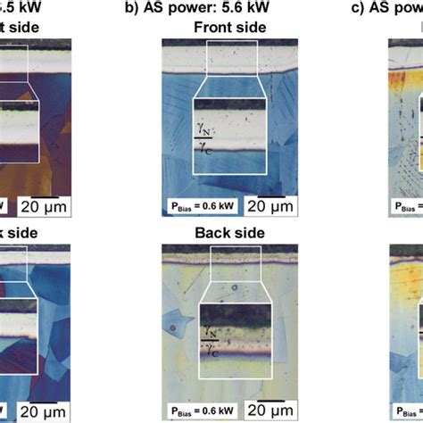 Cross Sectional Optical Micrographs Captured From Front Side And Back