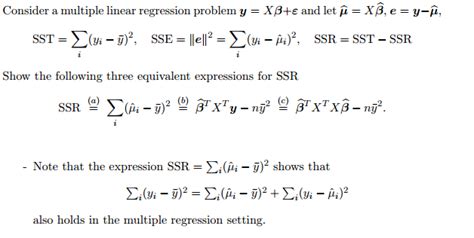 Solved Consider A Multiple Linear Regression Problem Y X