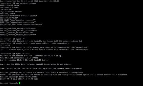 how to reset root password on mariadb v10 node35