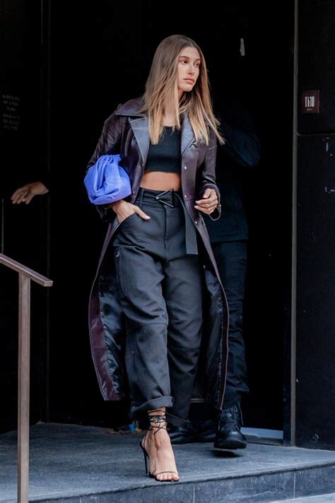 Hailey Bieber Wore Courreges Leather Trench Coat New York City