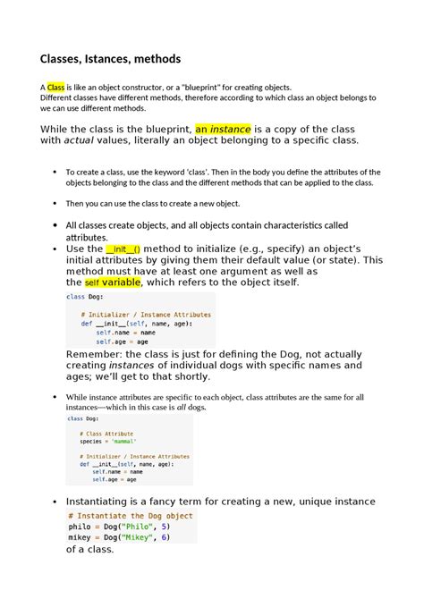 Python Classes Attributes Docsity