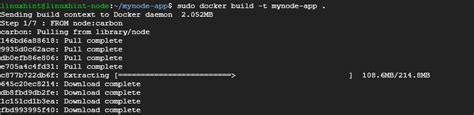 how to build a nodejs app on docker linux hint
