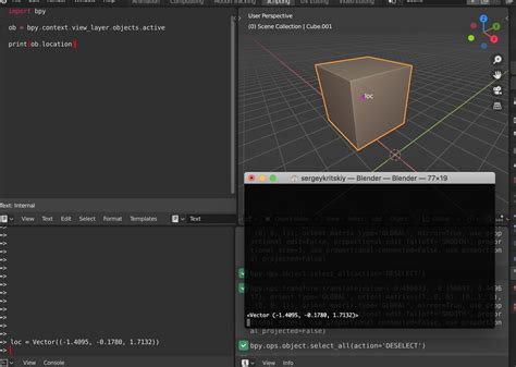 sending data from scripts to python console blender
