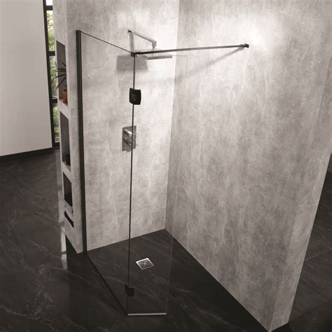 Aquadart Wetroom 10 Clear Glass Matt Black Hinged Return Panel Best