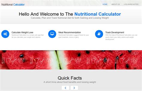 nutritional calculator php mysql source code