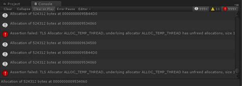 unity3d unity random error assertion failed tls allocator alloc