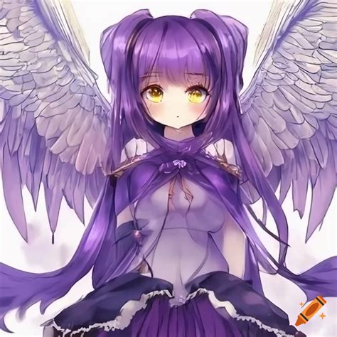 Anime Girl With Purple Hair And Wings