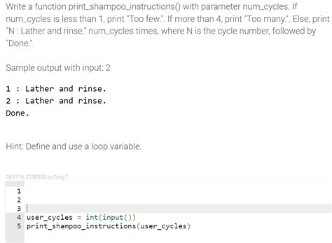 solved write a function print shampoo instructions with