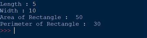 python program to calculate area and perimeter of rectangle