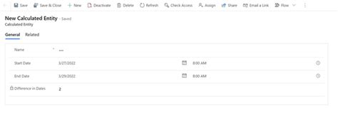 how to find difference between two dates with calc power platform