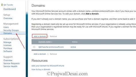 how to add and verify a domain in microsoft intune