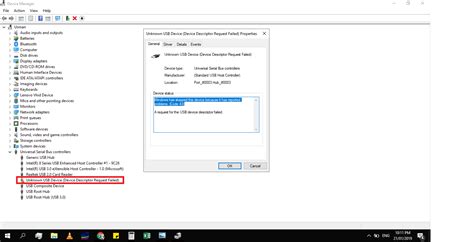 unknown usb device device descriptor request failed