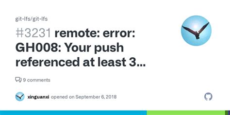 remote error gh008 your push referenced at least 3 unknown git lfs