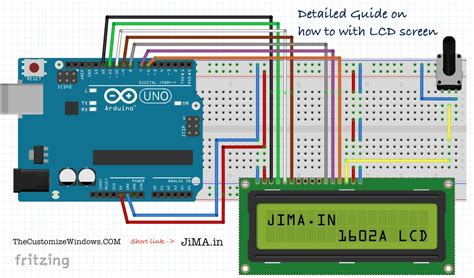 1602a lcd display arduino connection blue light white text 16x2
