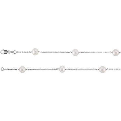 14kt White Gold Freshwater Cultured Pearl 12 Station 18in Necklace Jjch184w