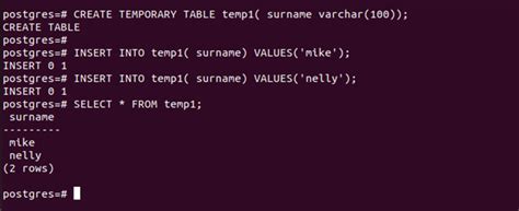 Postgresql Temporary Tables Linux Consultant