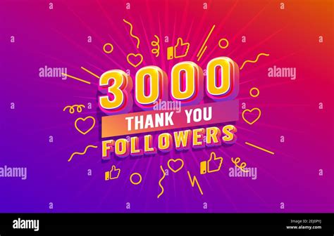 Thank You 3000 Followers Peoples Online Social Group Happy Banner