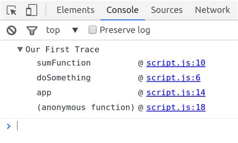 console trace javascript debugging tips
