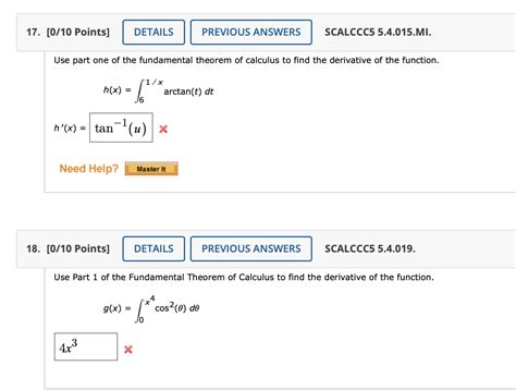 Solved Use Part One Of The Fundamental Theorem Of Calculus