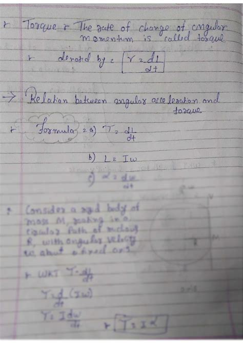 Solution Physics Notes Angular Acceleration Torque Derivation Angular