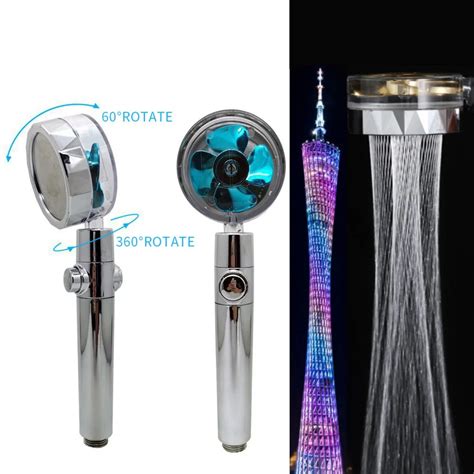 Shower Head Water Saving Flow 360 Degrees Rotating With Turbine Small