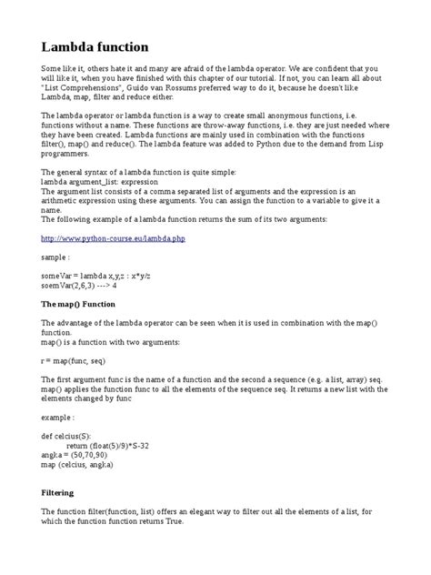 Python Pdf Anonymous Function Parameter Computer Programming