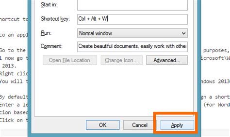 windows how do i assign a keyboard shortcut to any application