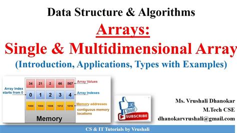 dsa 1 4 arrays single and multidimensional array with examples youtube
