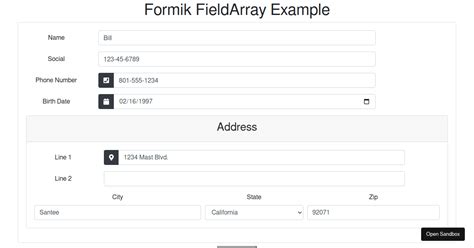 formik fieldarray example codesandbox