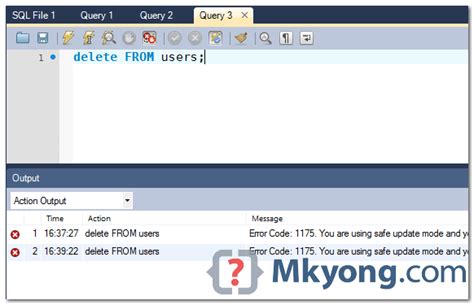 Cant Delete Records In Mysql Workbench