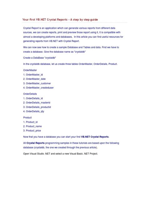 your first crystal reports a step by step guide