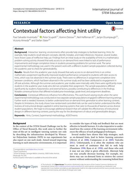 Pdf Research Openaccess Contextualfactorsaffectinghintutility