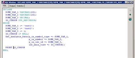 oracle how to print sys refcursor with plsqldeveloper