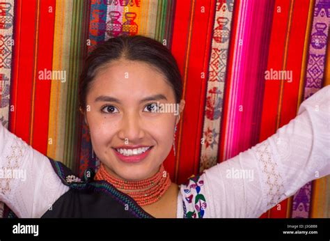 Closeup Of A Beautiful Hispanic Model Wearing Andean Traditional