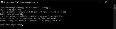 how to install openpyxl in python on windows geeksforgeeks