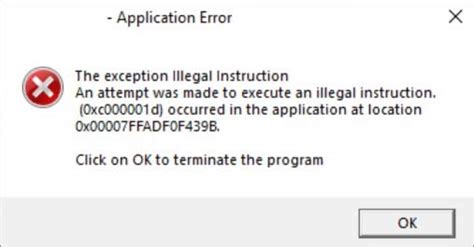 how to fix exception illegal instruction error