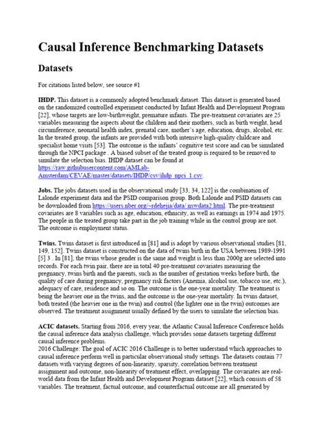 Causal Inference Benchmarking Datasets Download Free Pdf