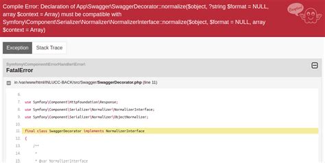 [fixed] symfony declaration of app swagger swaggerdecorator normalize