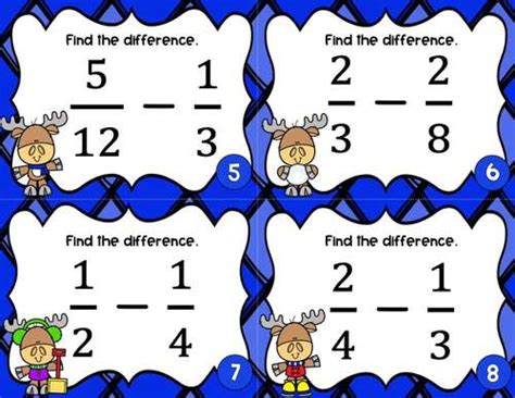 Subtracting Fractions With Unlike Denominators Task Cards Winter Theme