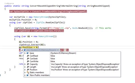 c unzipping a file from base64 to string using dotnetzip stack