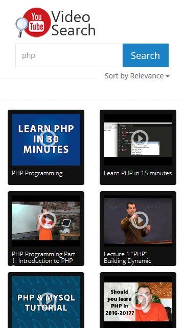 youtube video search youtube api v3 php script by