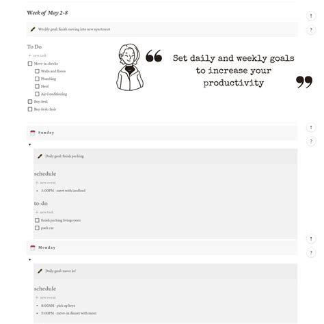 weekly planner notion template for life university wellness etsy hong