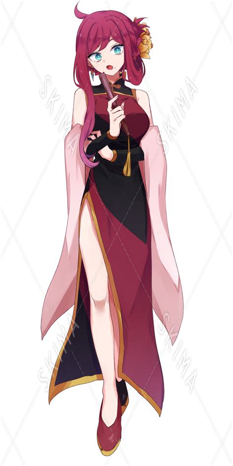 【全身立ち絵】チャイナ服の女性【表情差分4種】 Skima（スキマ）
