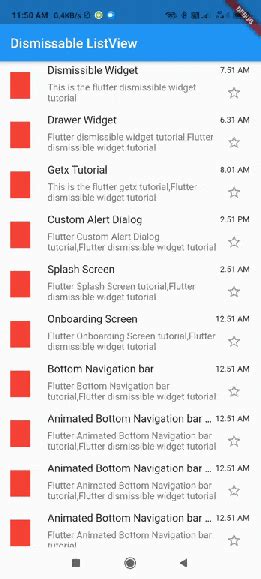create dismissible listview in flutter code with flutter