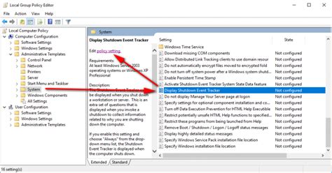 enable disable shutdown event tracker in windows 10 consuming tech