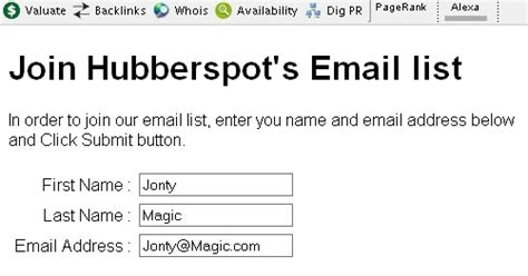 a simple html and jsp email subscription list application