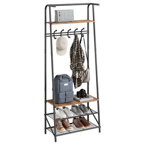 Coat Rack Shoe Bench With 5 Hooks Hall Trees Entryway Bench With