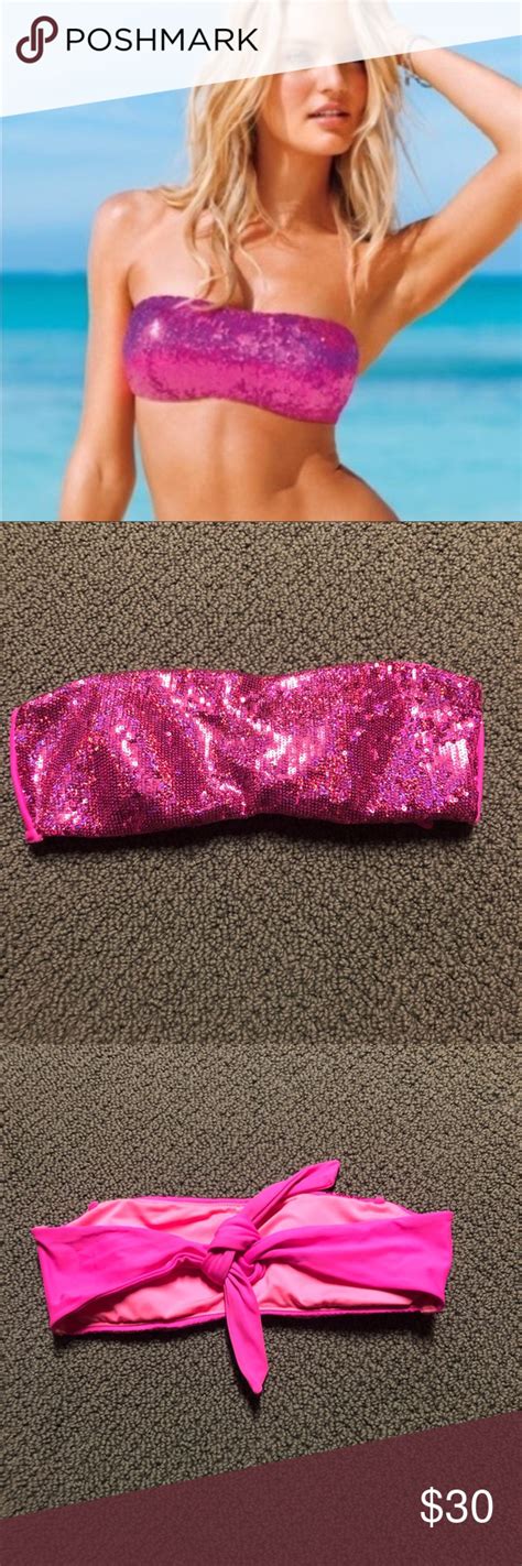 Victorias Secret Sequin Bandeau Bikini Top Bikini Tops Bandeau