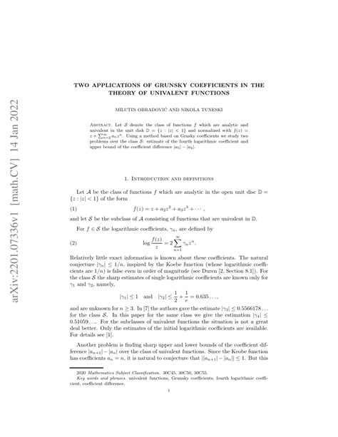 Pdf Two Applications Of Grunsky Coefficients In The Theory Of