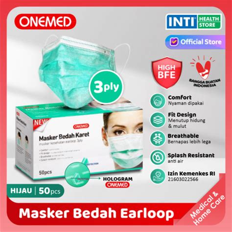 Promo Onemed Masker 3 Ply Earloop Medis Surgical Mask Kemasan Steril